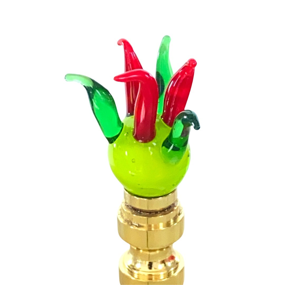 FINIALS- Handmade Venetian Glass Flower Lamp Finial - Green & Red ...