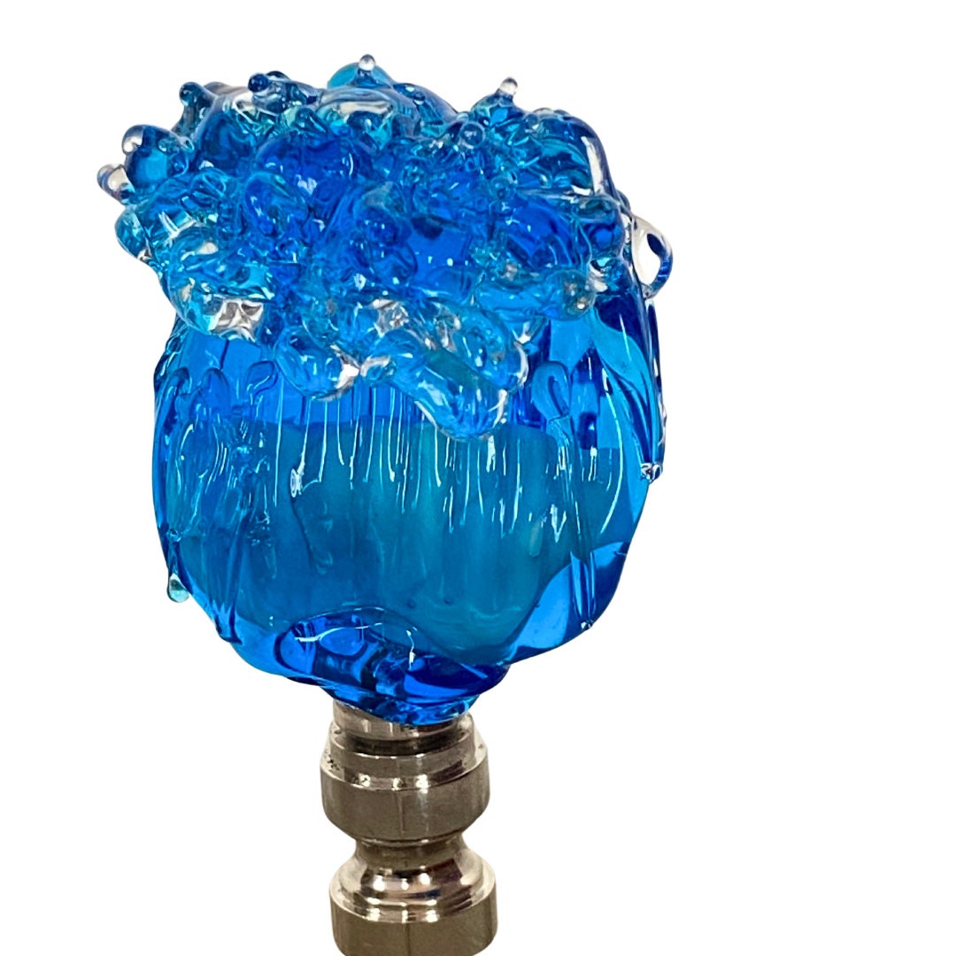 FINIAL for Lamp - Venetian Glass Ocean Wave, Textured Sculpture Aqua ...