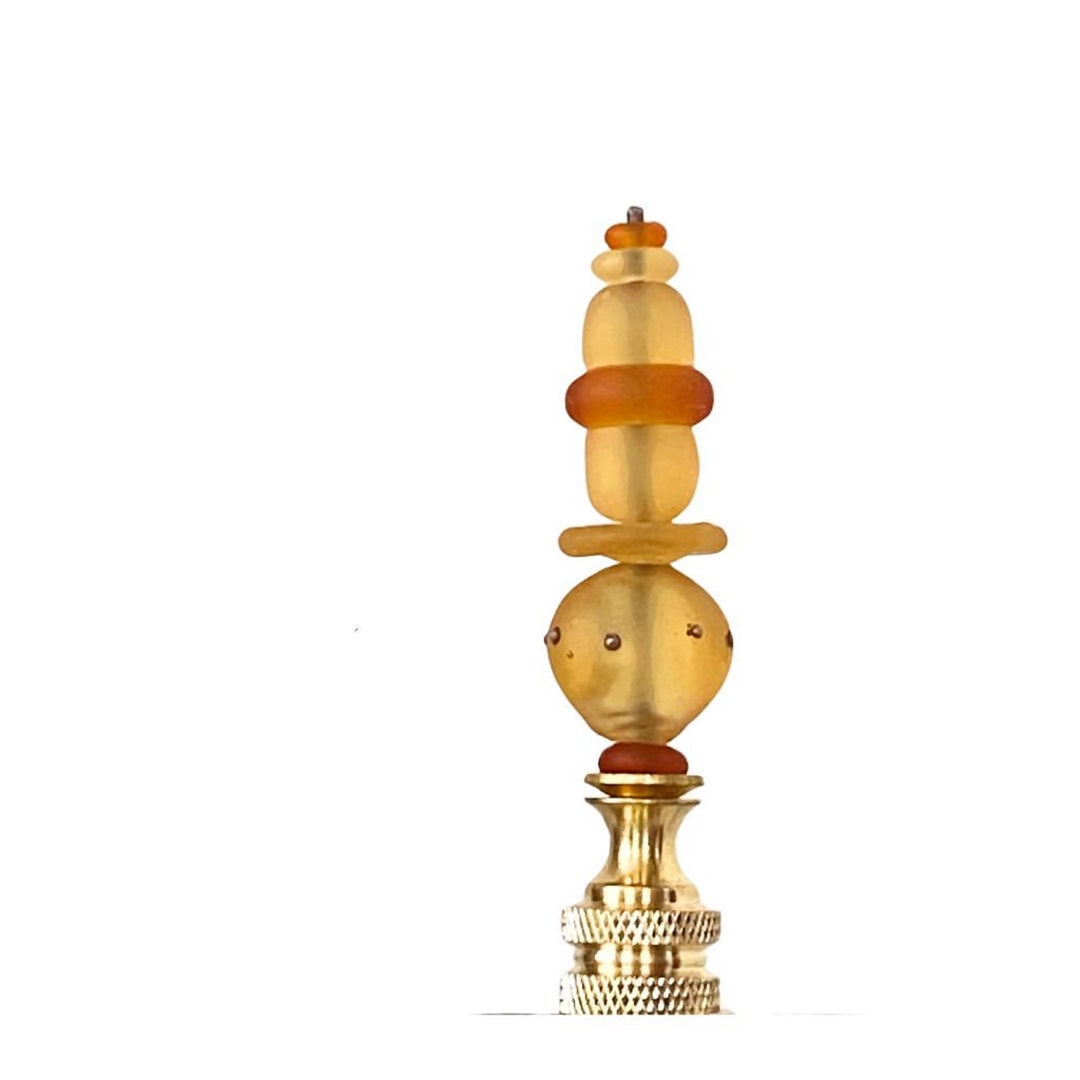Finial for Lamp | Handmade Venetian Glass Frosted Shades of Amber Lamp ...