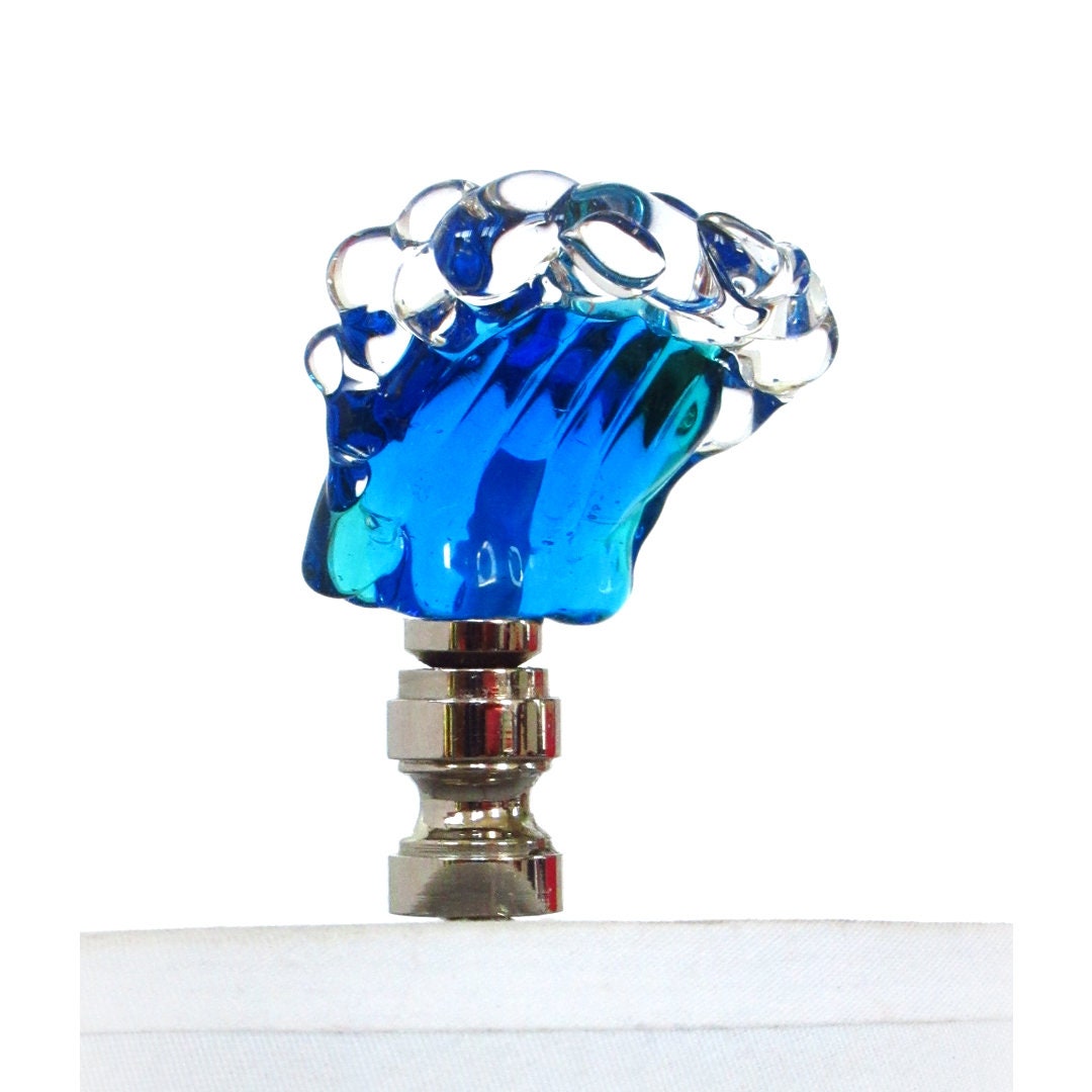FINIAL for Lamp - Venetian Glass Ocean Wave, Blue Glass Lamp Finial ...