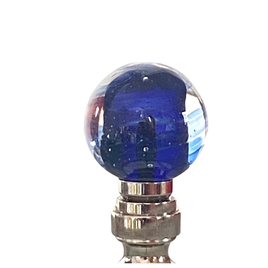 Finial Handmade Venetian Glass Cobalt Blue Lamp Finial - Brass or ...