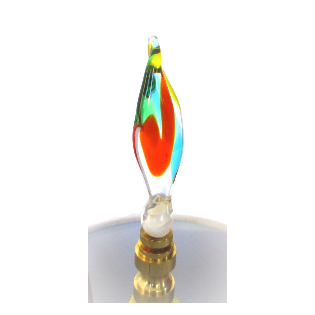 Finials -venetian Glass Lamp Finials, Rainbow Colors Crystal Clear ...
