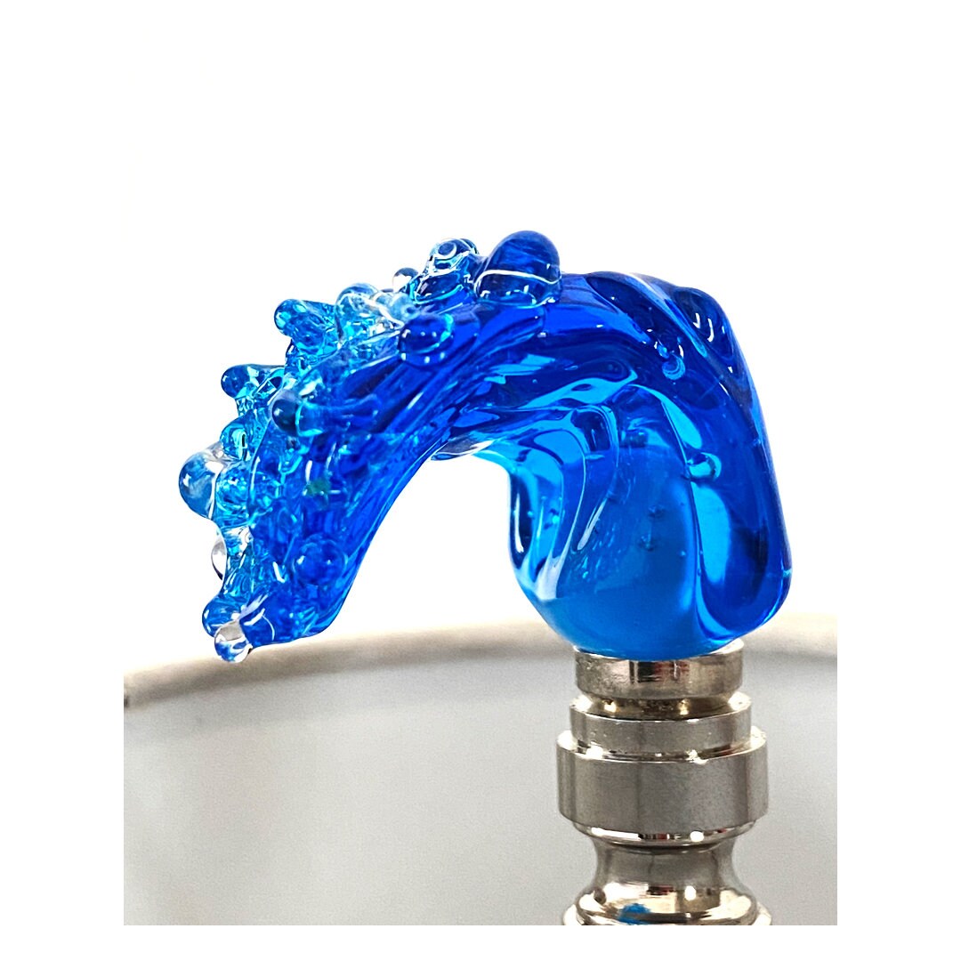 FINIAL for Lamp - Venetian Glass Ocean Wave Sculpture Aqua Blue Sea ...