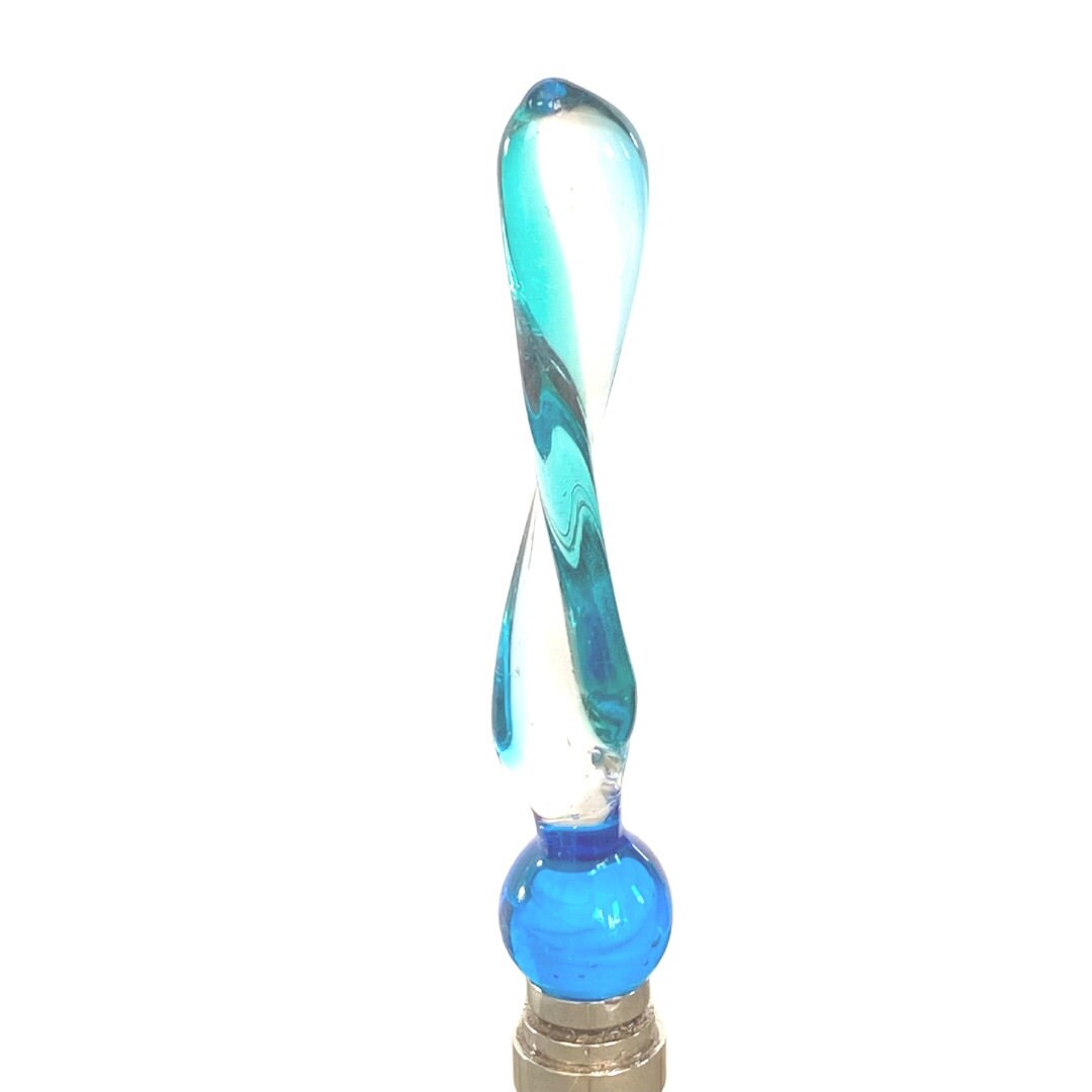 FINIAL - Handmade Aqua Blue, Sea Green Venetian Glass Lamp Finial With ...