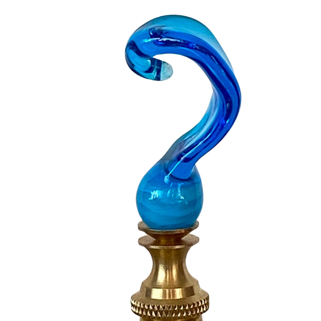 FINIAL for Lamp Venetian Glass Ocean Wave, Aqua Blue Glass Lamp Finial ...