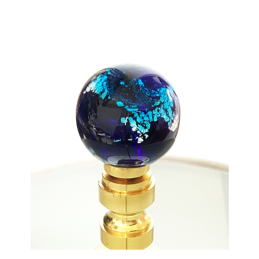 Finial for Lamp Cobalt Blue, Glass Planet, Handmade Venetian Glass Lamp ...