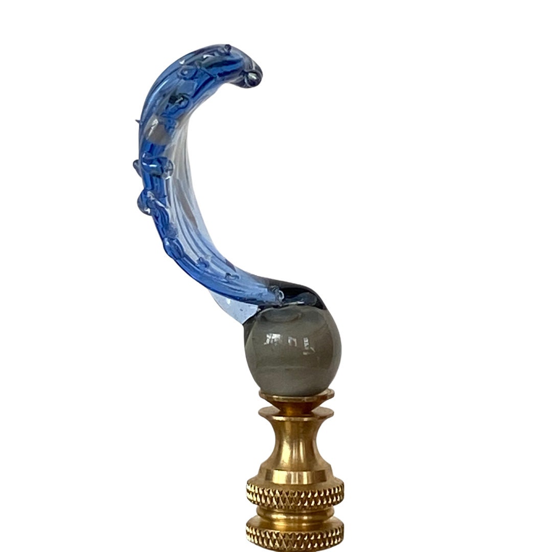 FINIAL for Lamp - Venetian Glass Ocean Wave, Blue Glass Lamp Finial ...