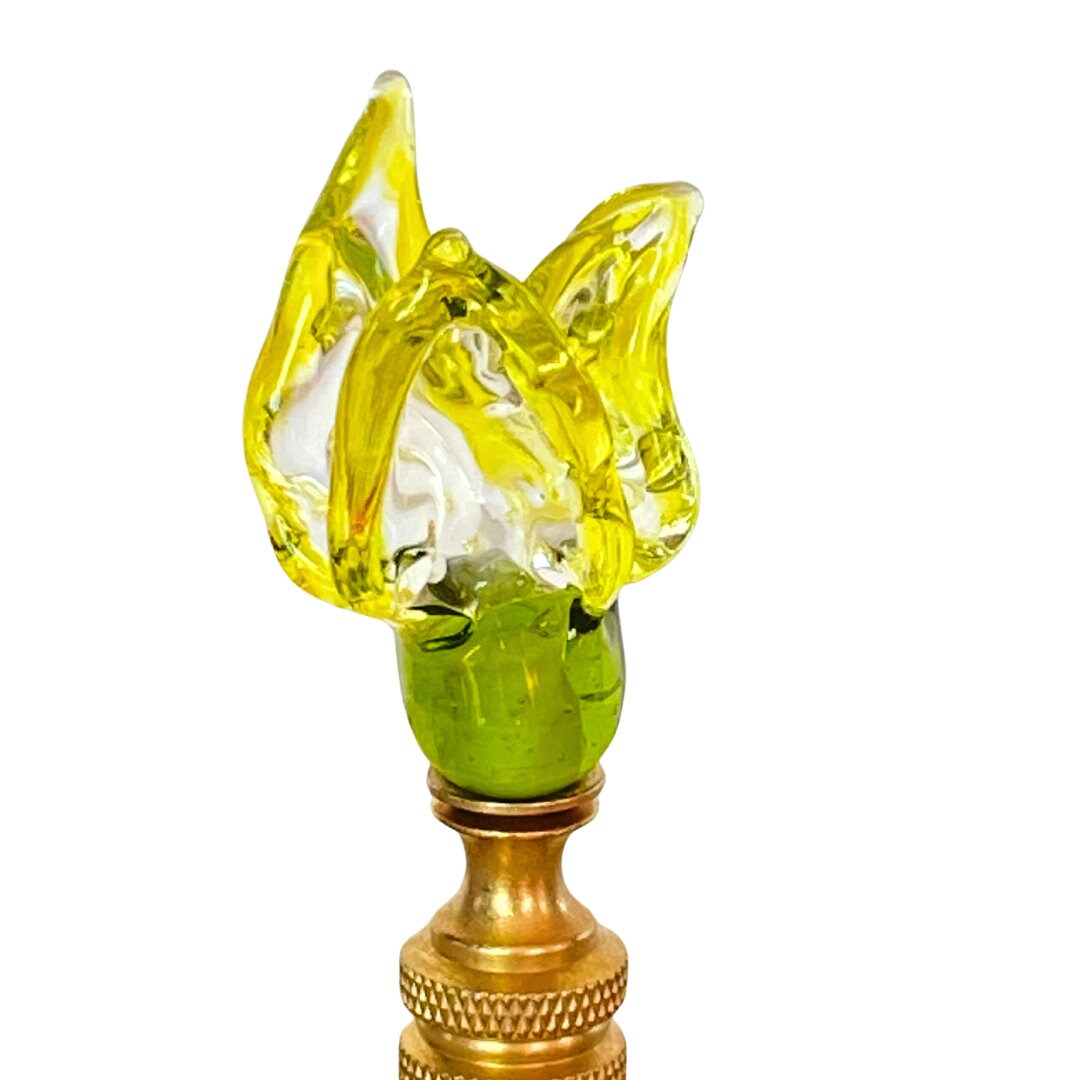FINIALS- Handmade Venetian Glass Lamp Finial Clear and Light Sage-y ...