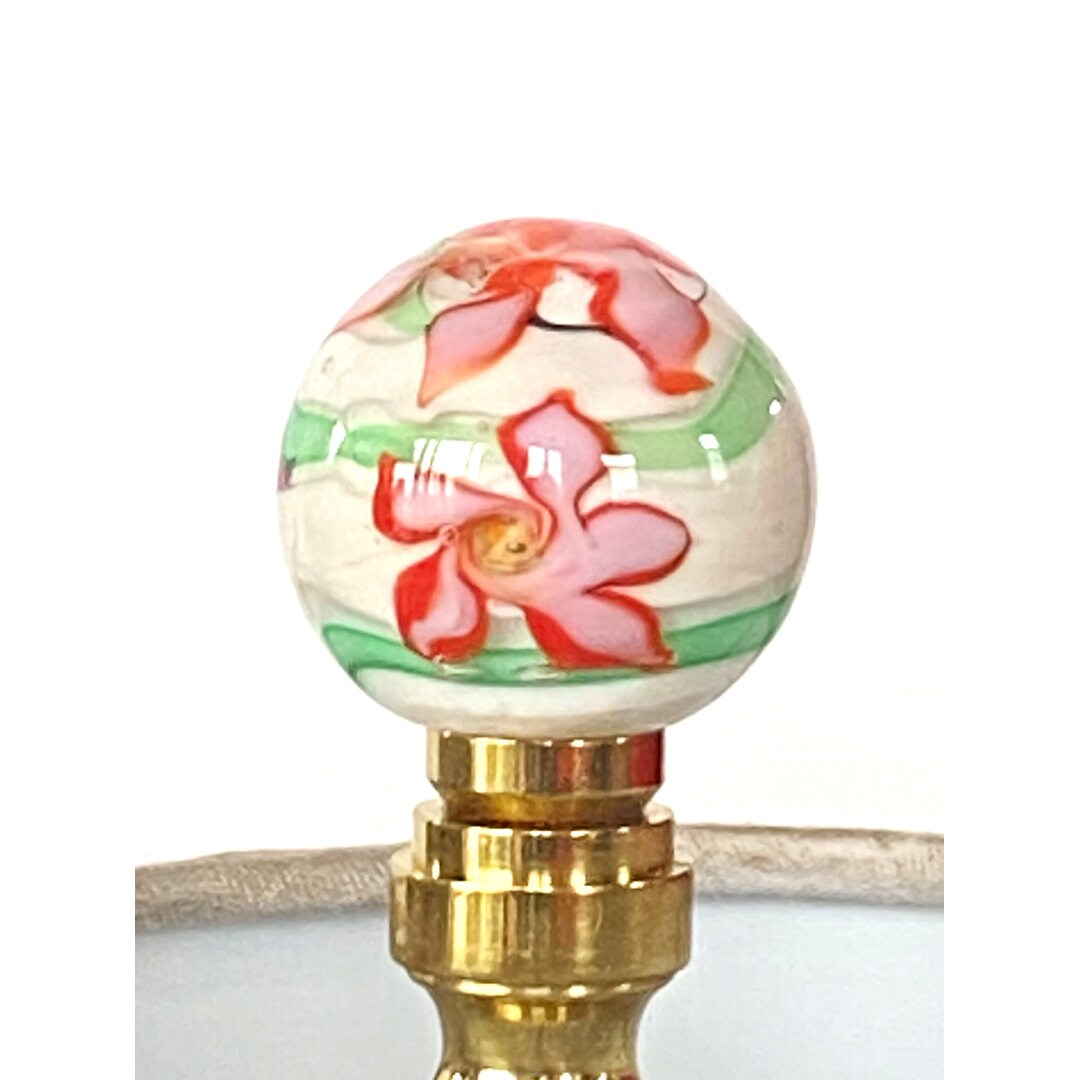 FINIALS- Handmade Venetian Glass Lamp Finial - Salmon Flowers on an ...