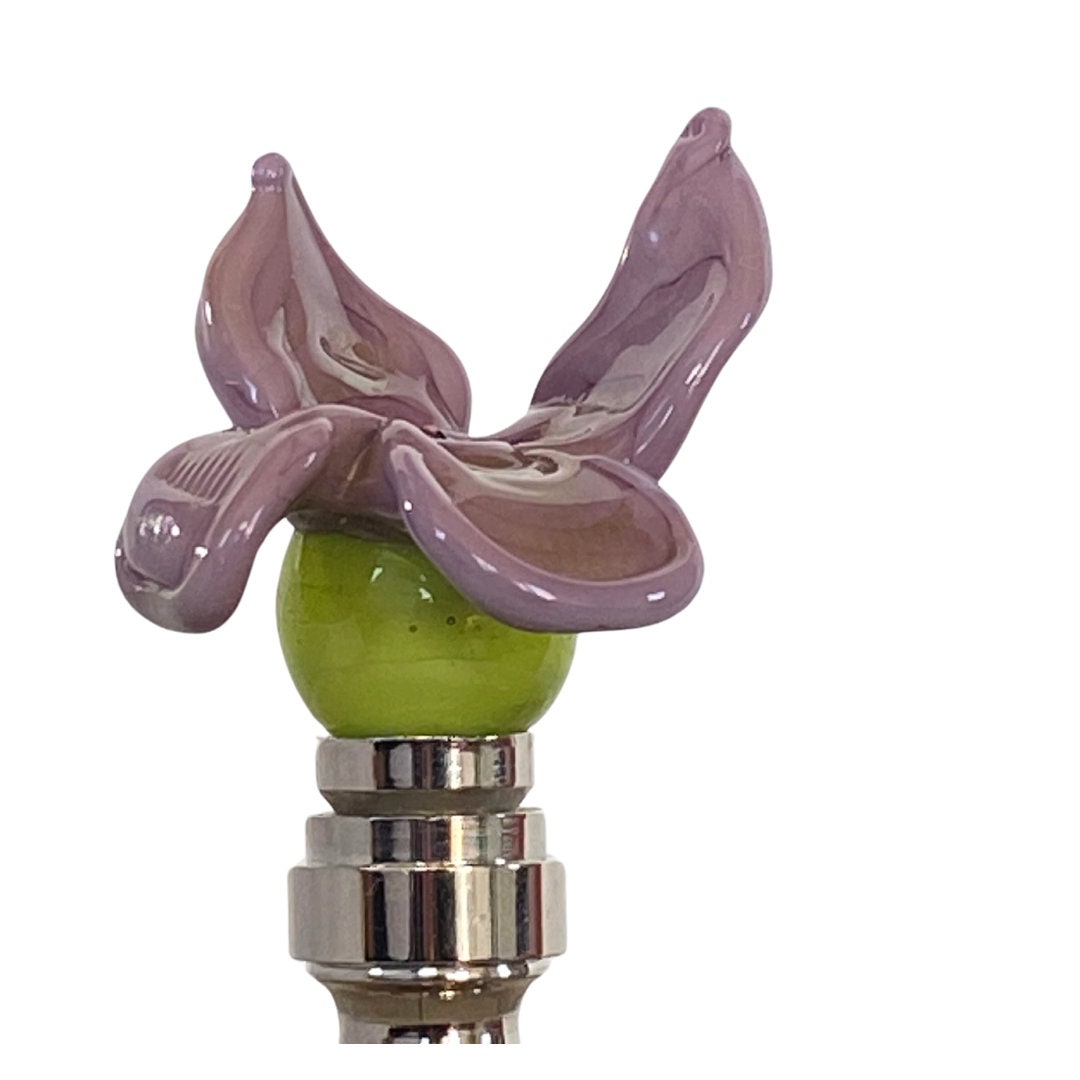 FINIAL- Handmade Venetian Glass Lamp Finial, Purple Glass Flower Finial ...