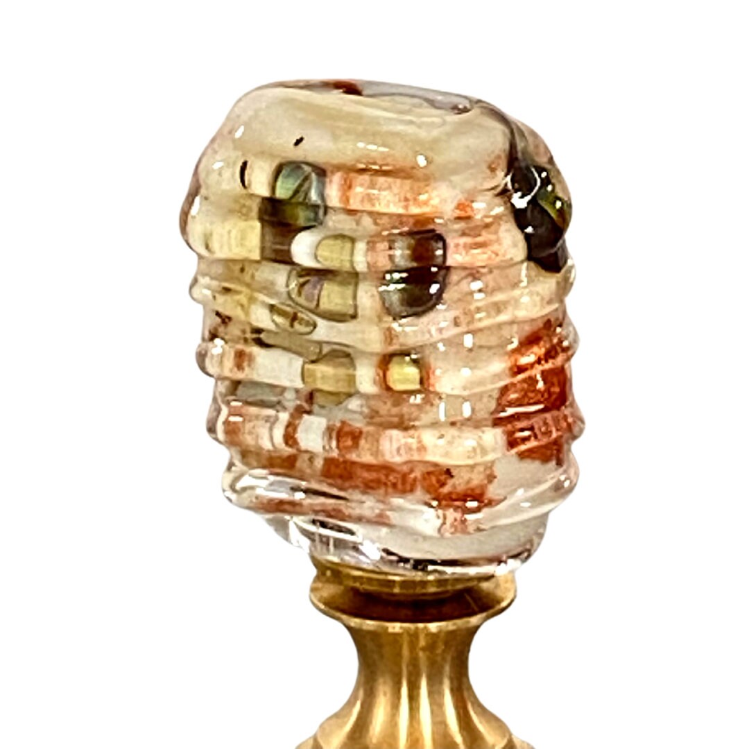 FINIALS Handmade Ivory Venetian Glass Lamp Finial - With Copper and ...