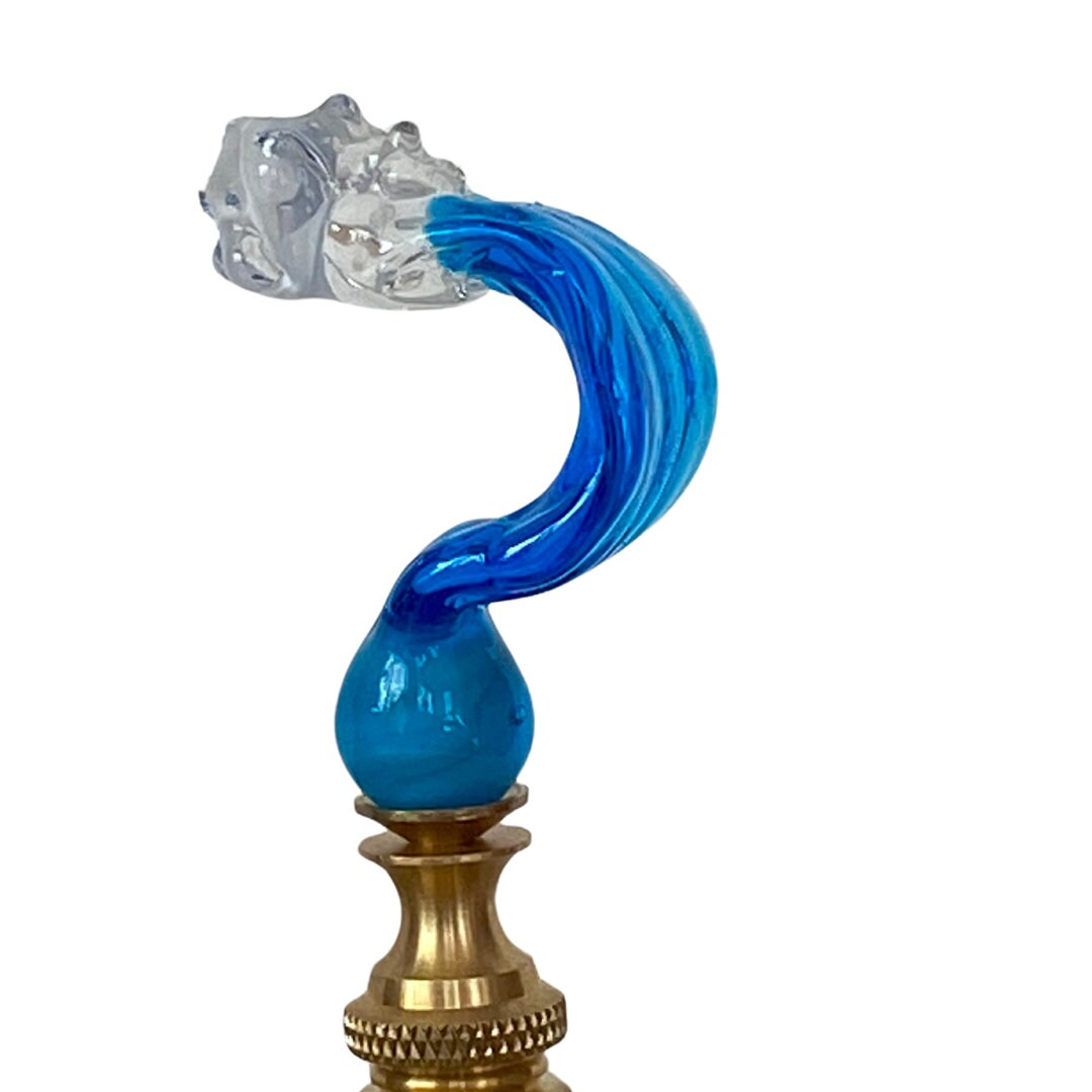 FINIAL for Lamp - Venetian Glass Ocean Wave, Aqua Blue Glass Lamp ...