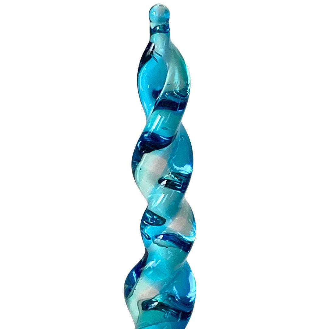 FINIAL - Handmade Aqua Blue, Sea Green Venetian Glass Lamp Finial With ...