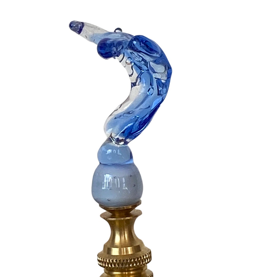 FINIAL for Lamp - Venetian Glass Ocean Wave, Blue Glass Lamp Finial ...