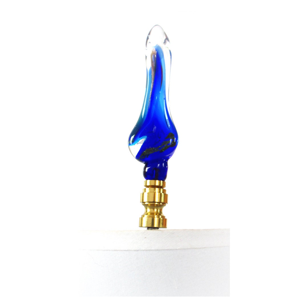 FINIAL - Venetian Glass Lamp Finials - Cobalt Blue, Gold Accent ...