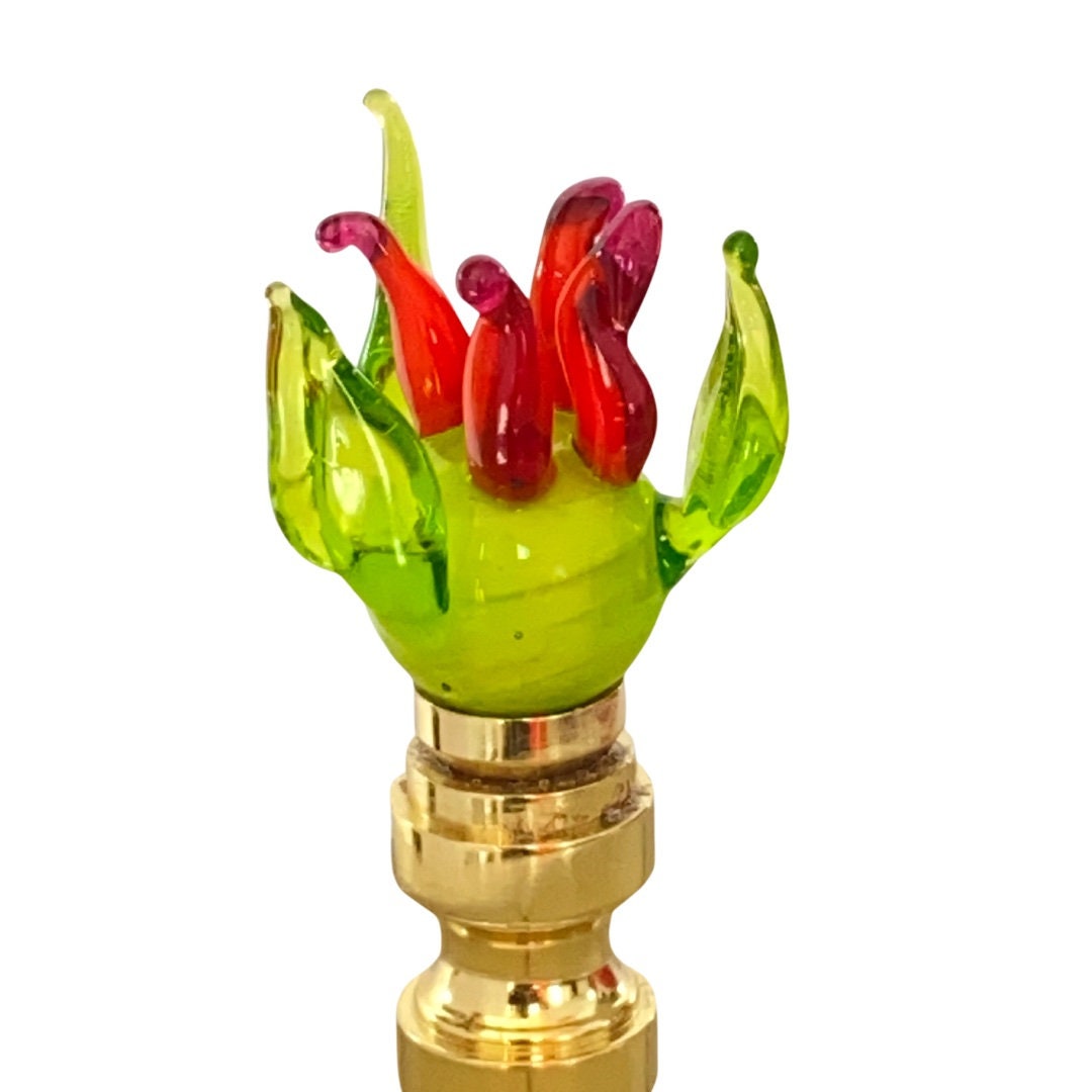 FINIALS- Handmade Venetian Glass Flower Lamp Finial - Green Orange ...