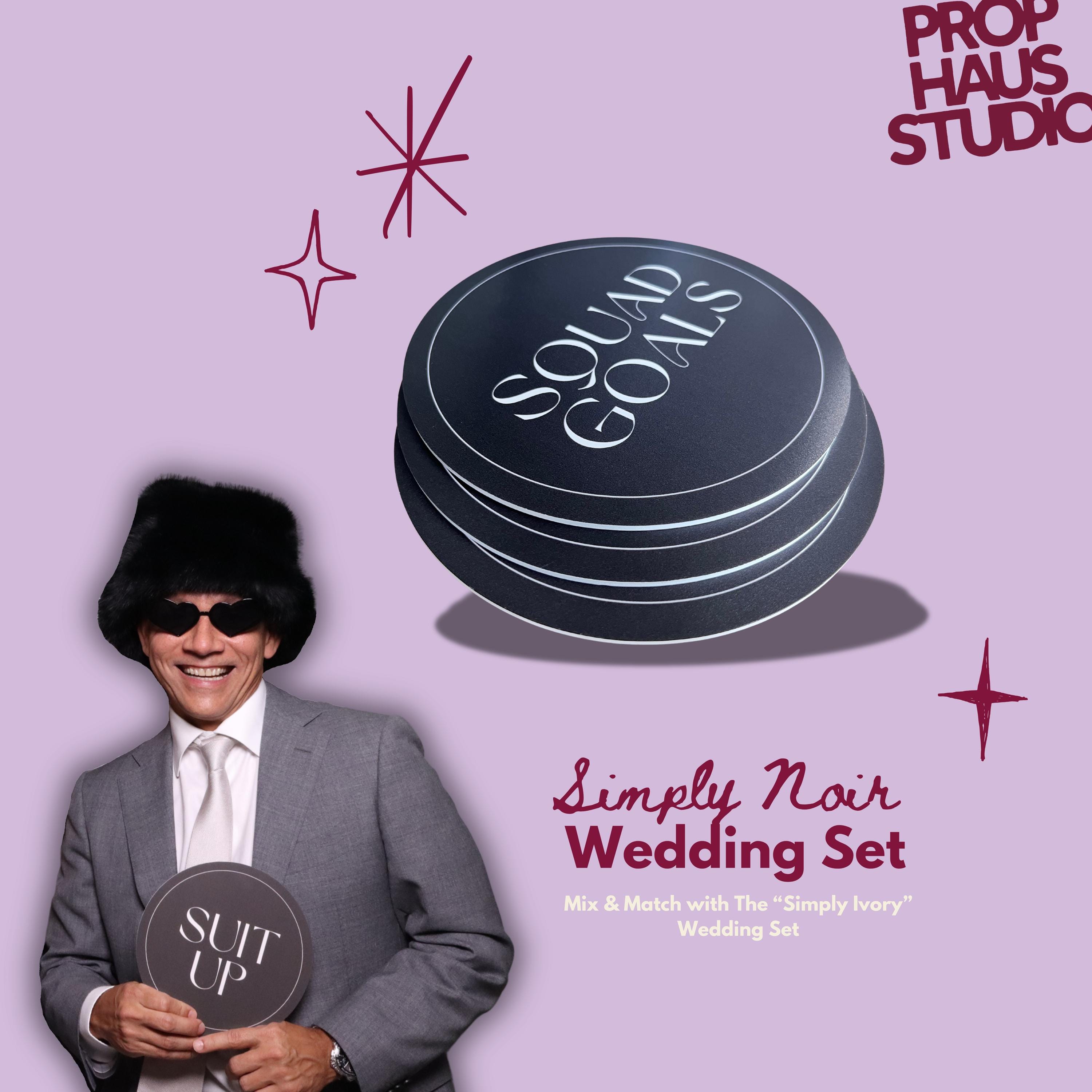 Modern Black Wedding Photo Booth Props Bride & Groom Sign Set Chic ...