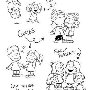 Personalized Portrait Peanut's Style | Custom Couple, Family or Friends ...