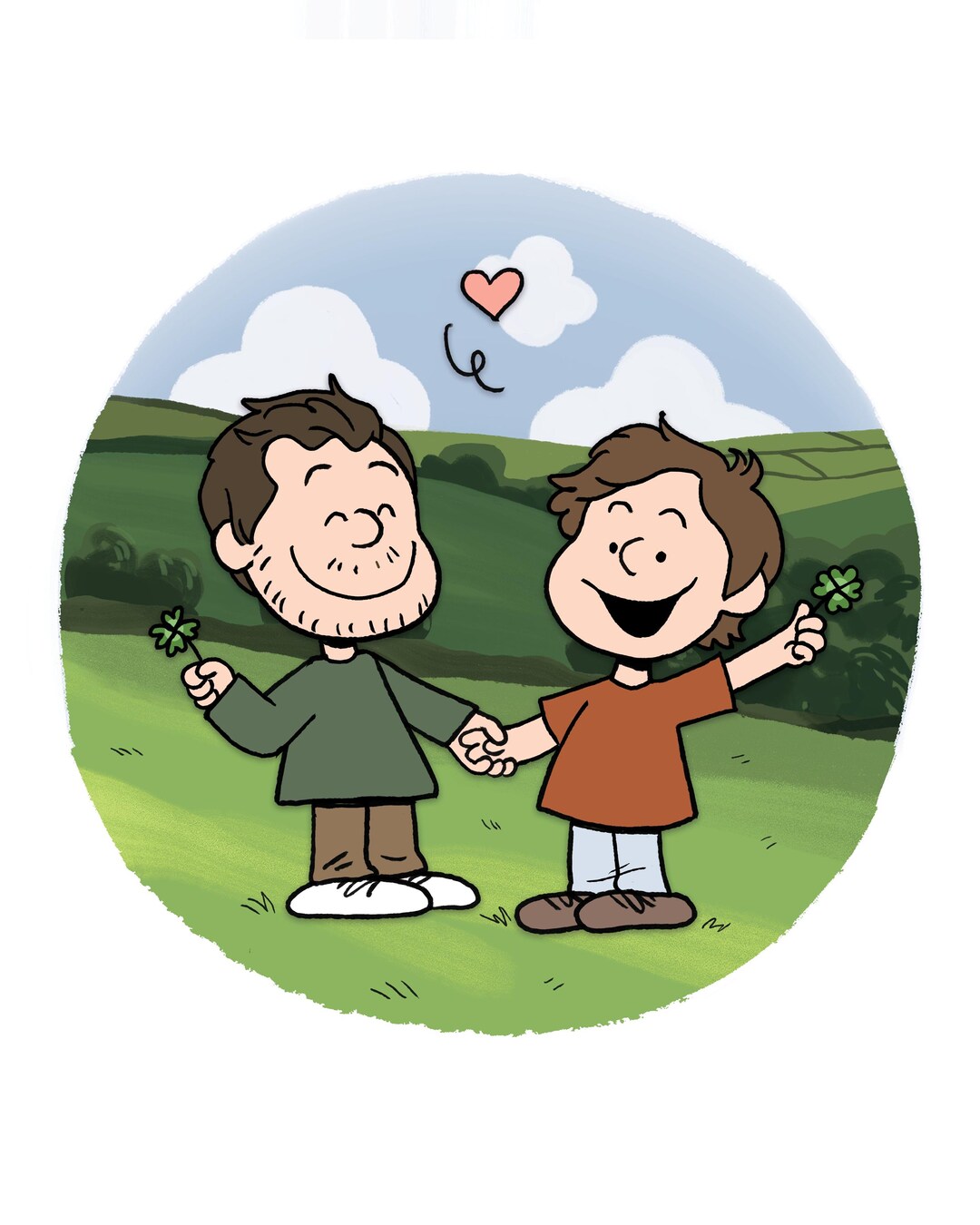 Personalized Portrait Peanut's Style | Custom Couple or Friends Digital ...