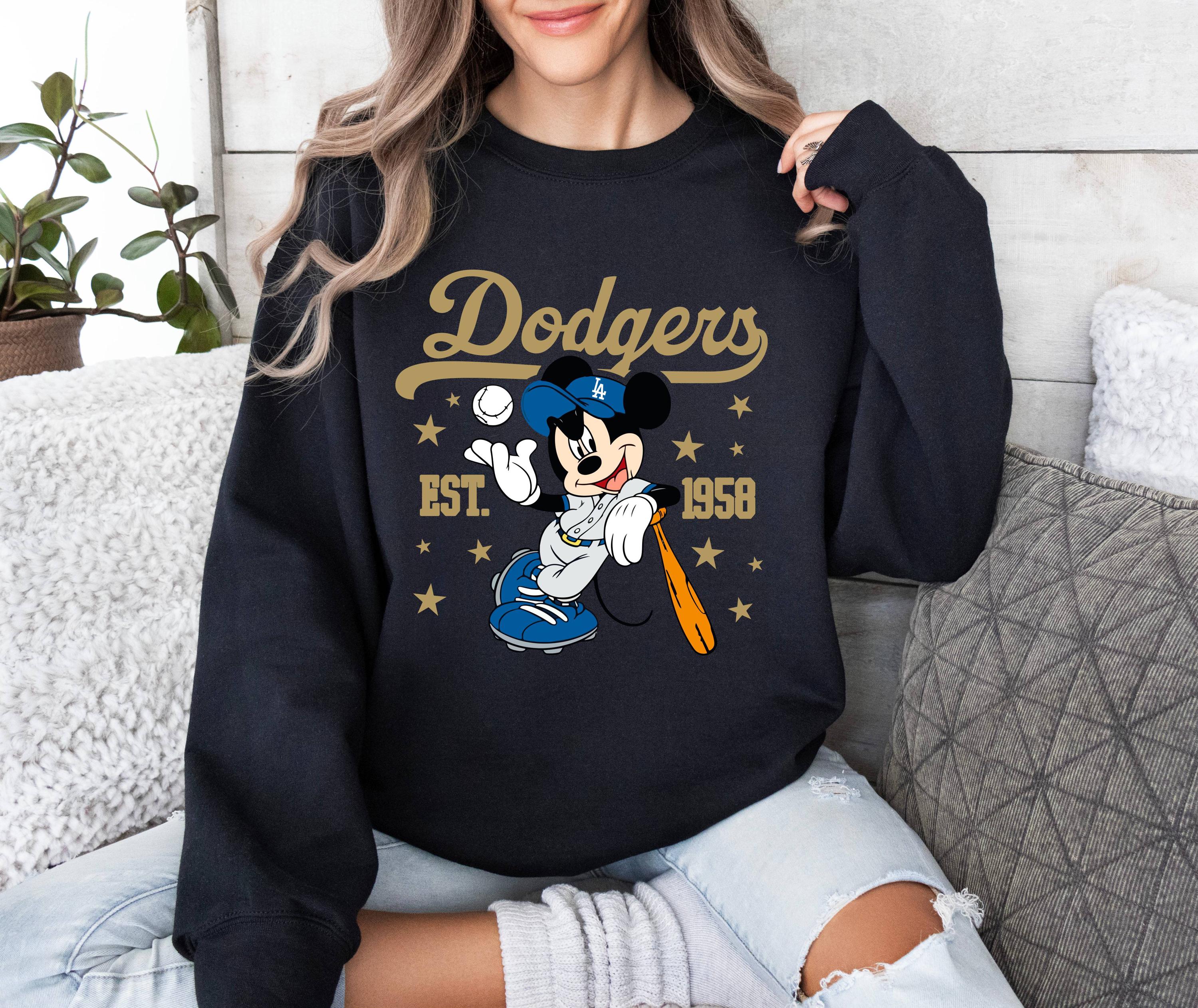 Mickey Mouse Dodgers 1958 Baseball Sweatshirt,mickey Baseball Sweat ...