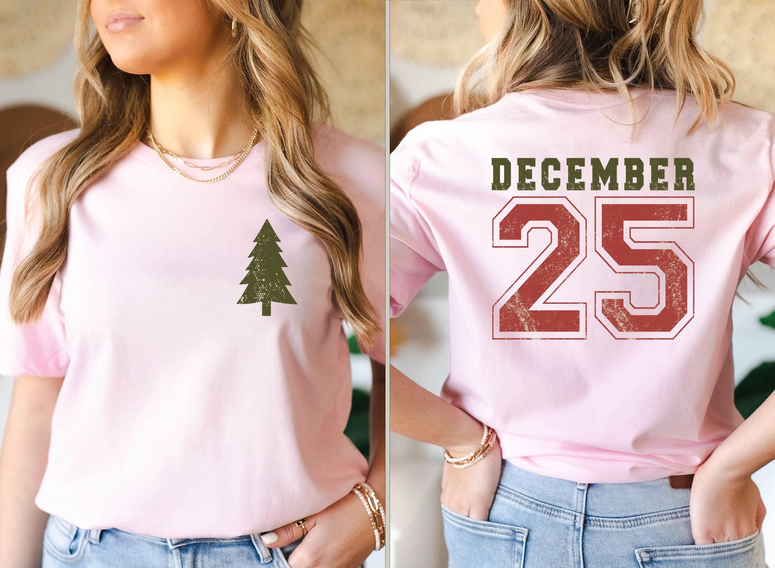 December 25 Shirt, Front Back Shirt, Christmas Tree Shirt, Varsity ...