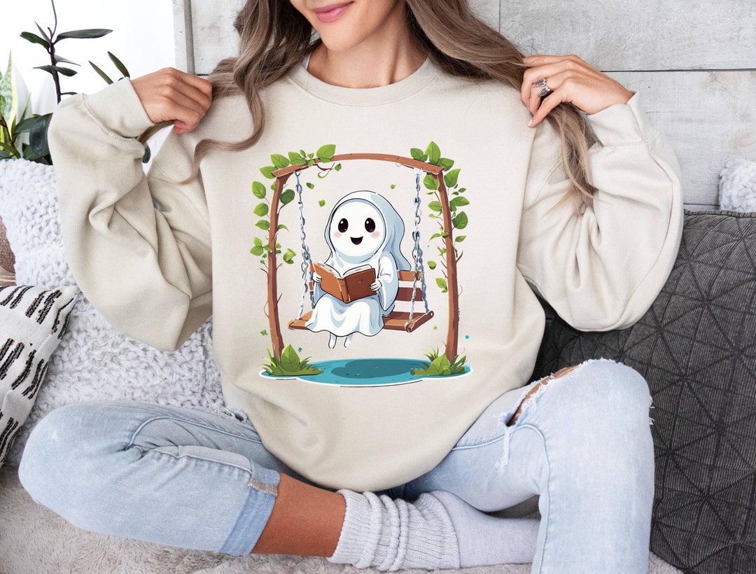Ghost Mama Swinging on a Swing Sweat, Cute Ghost Halloween Sweat, Ghost ...