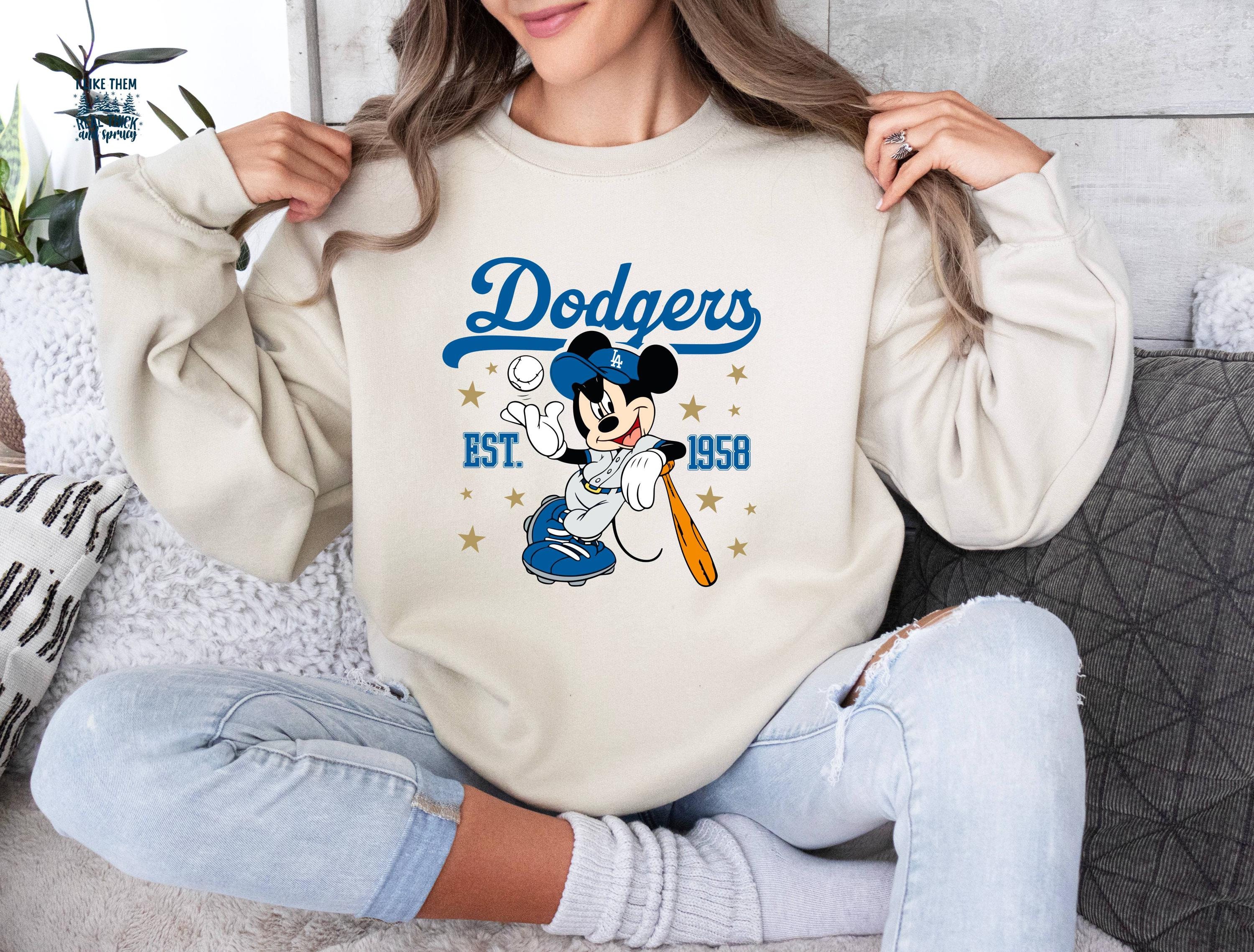 Mickey Mouse Dodgers 1958 Baseball Sweatshirt,mickey Baseball Sweat ...