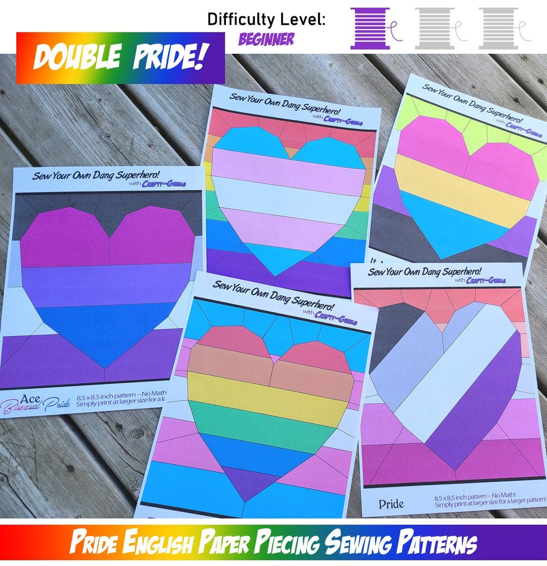 PRIDE Heart Set - 10 Sewing Patterns - DIY - EPP - Hand Sew - Etsy