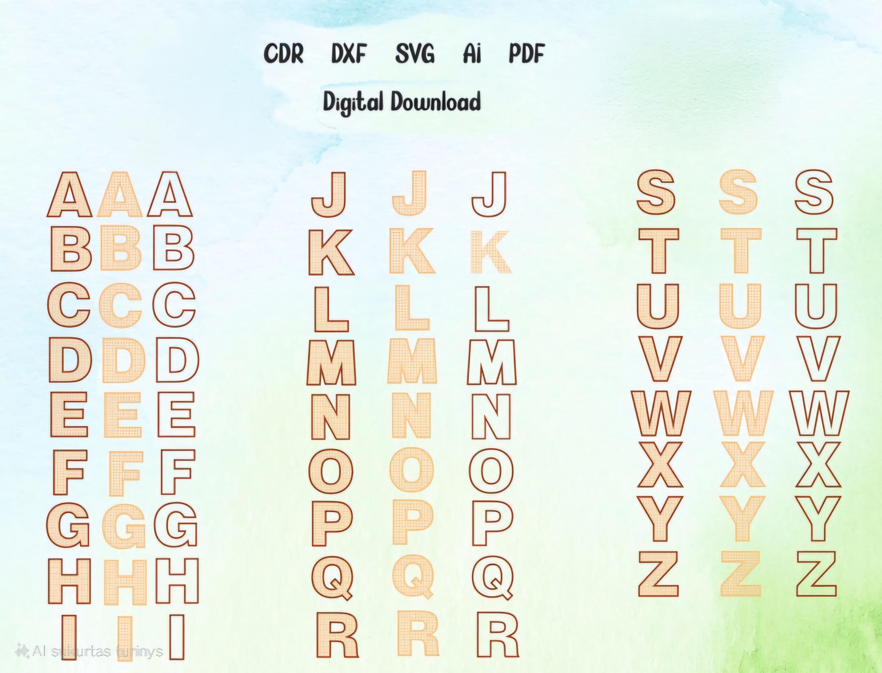 Rattan Alphabet and Numbers Cane digital Files ALPHABET 26 Letters ...