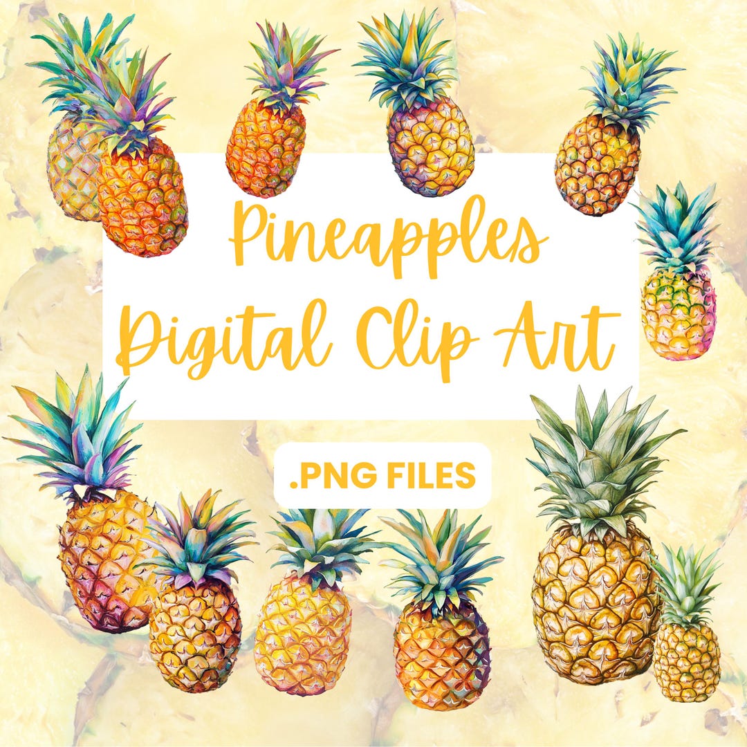 Pineapples Paint Effects Digital Clip Art, 12 PNG Images, DIGITAL - Etsy