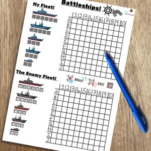 Battleships Games, Battleships Printable Paper Game, Battleships Board ...