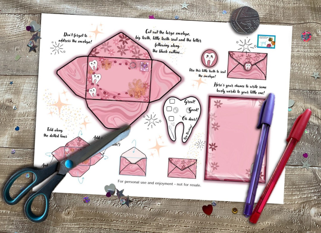 Tooth Fairy Letter and Envelope Printable. Pink Design, Instant ...