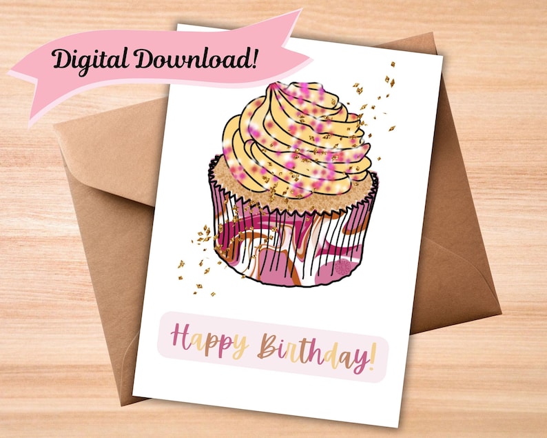 Cupcake Birthday Card, Printable Celebration (digital Download) - Etsy