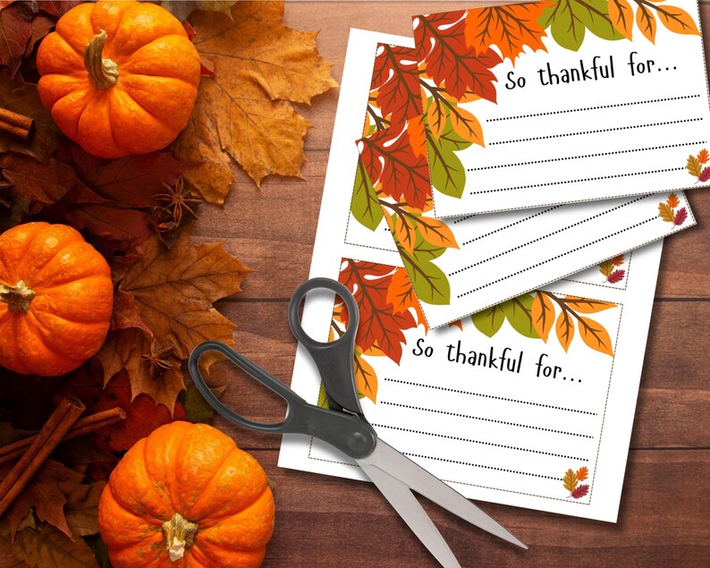Thanksgiving Gratitude Cards, Fall Leaves Printable (PDF) - Etsy