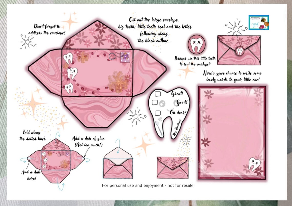 Tooth Fairy Letter and Envelope Printable. Pink Design, Instant ...