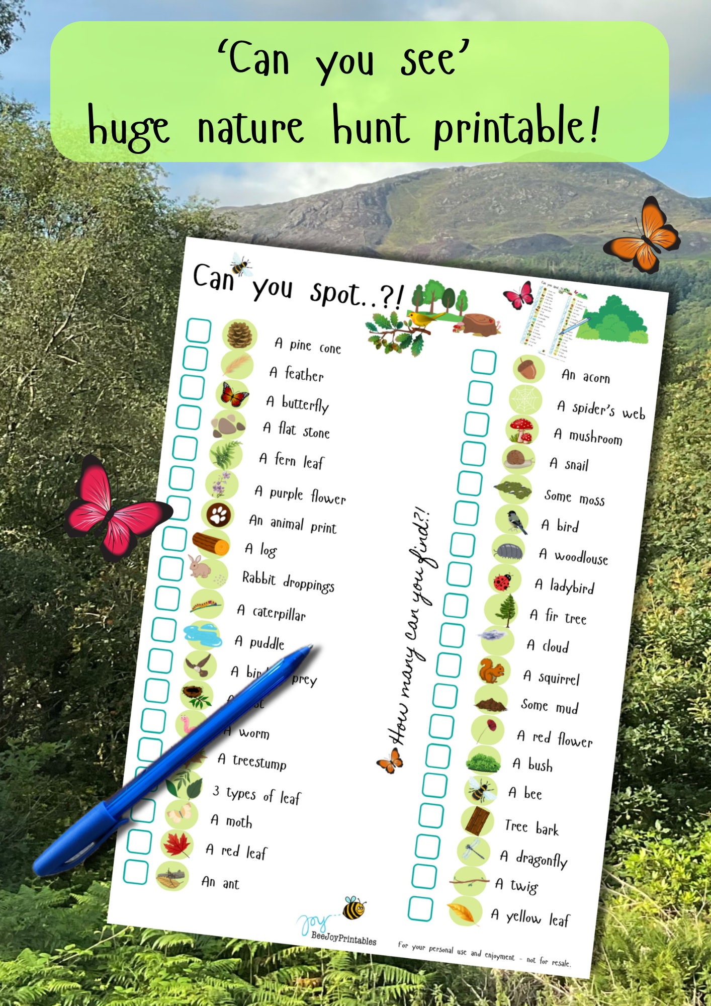 Huge Nature Scavenger Hunt Printable for Older Children, Enjoy the ...