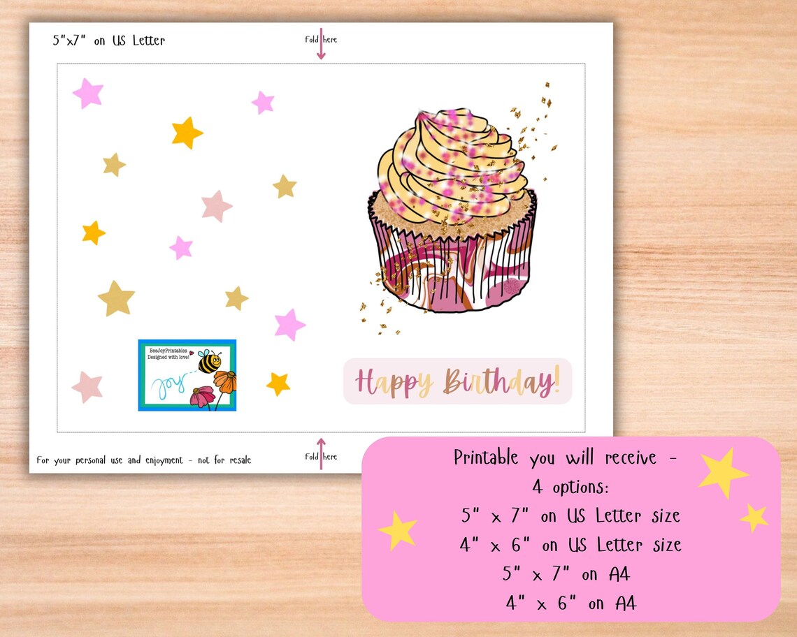 Cupcake Birthday Card, Printable Celebration (digital Download) - Etsy