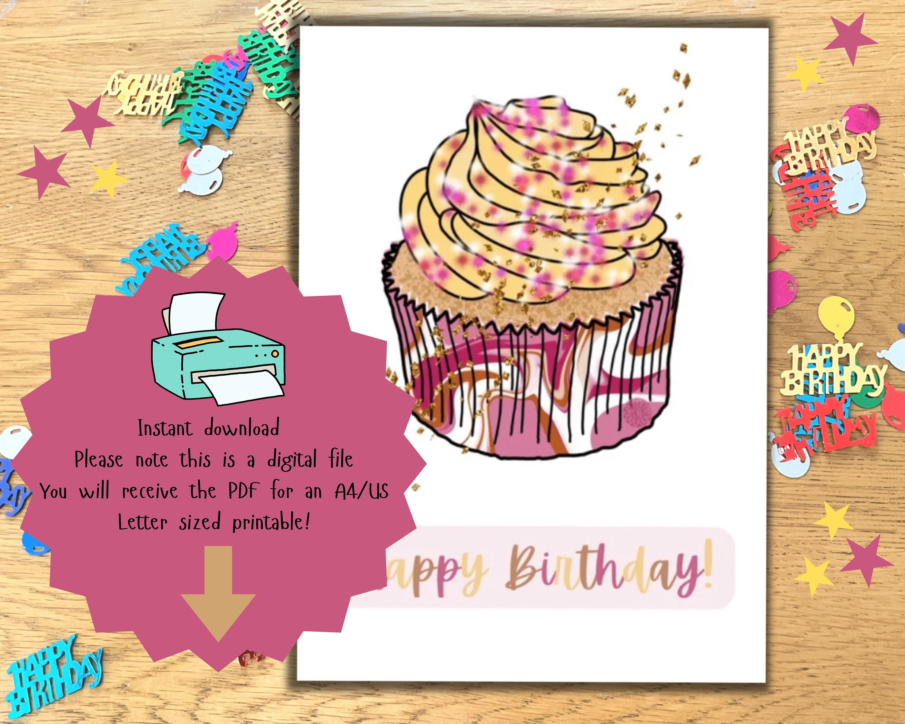 Cupcake Birthday Card, Printable Celebration (digital Download) - Etsy