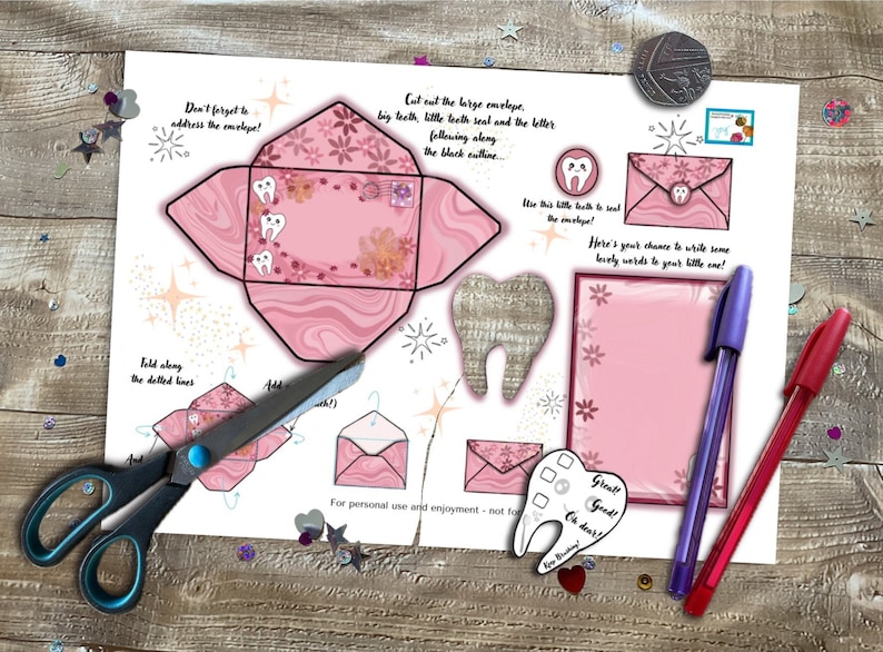Tooth Fairy Letter and Envelope Printable. Pink Design, Instant ...