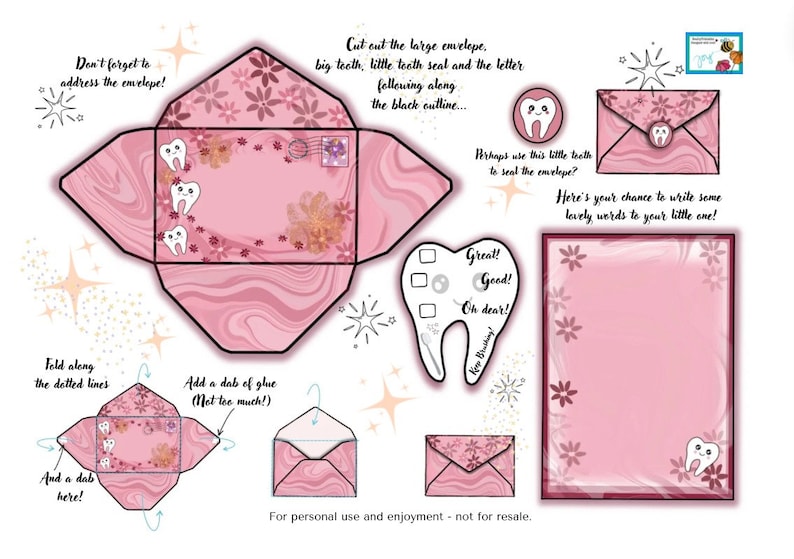 Tooth Fairy Letter and Envelope Printable. Pink Design, Instant ...