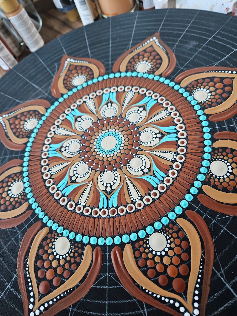 18 Acrylic Hand Painted Mandala on Wood Round - Etsy