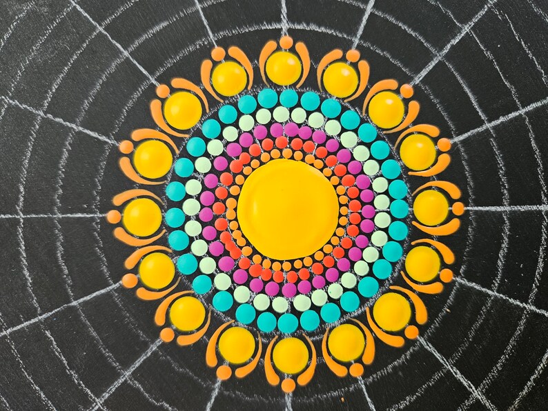 18" Acrylic Hand Painted Mandala on Wood Round - Etsy