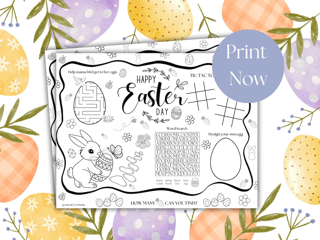 Happy Easter Activity Sheet, Kids Activity Sheet, Printable Sheets for ...