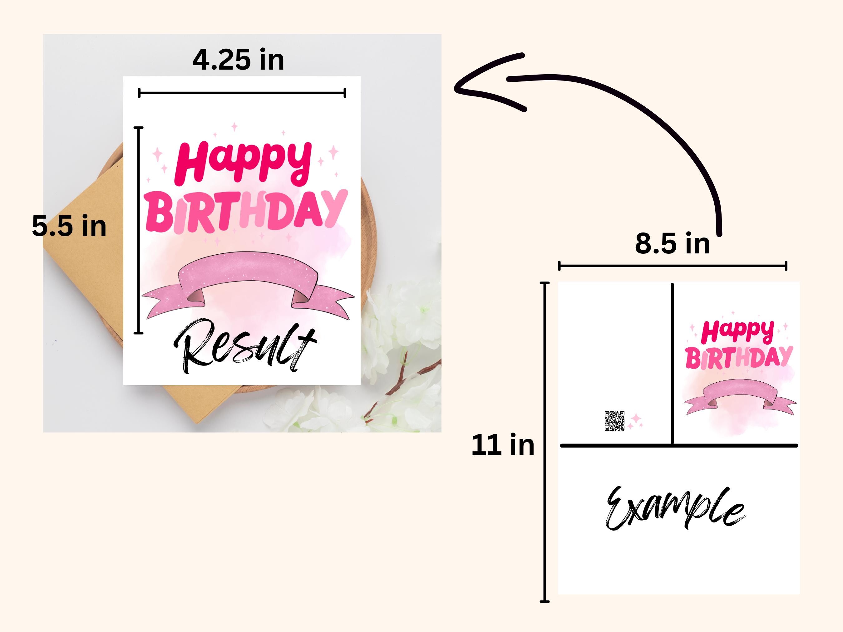 Printable Pink Birthday Card, Digital Birthday Card, Digital Instant ...