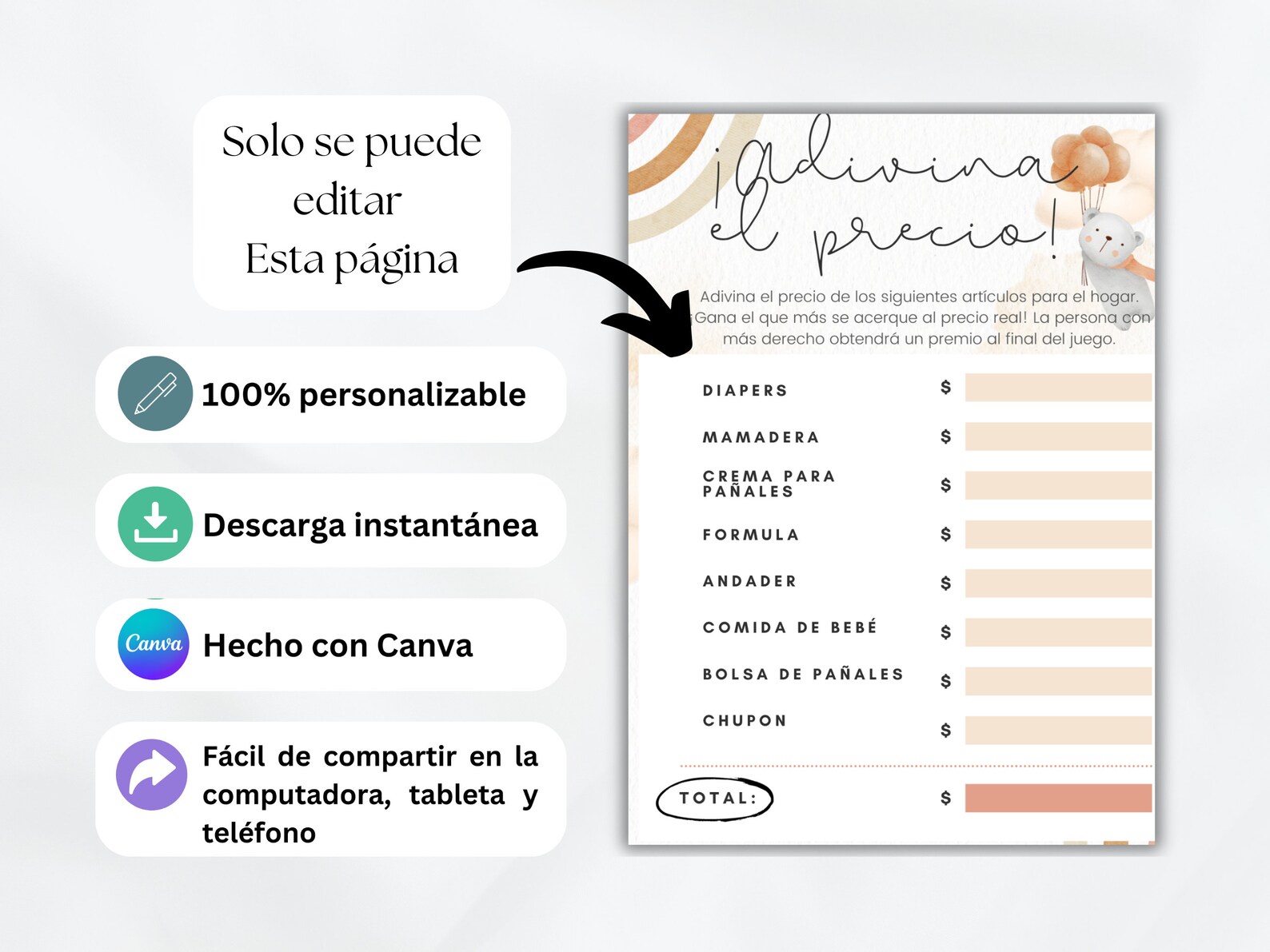 Juegos Para Baby Shower - Etsy