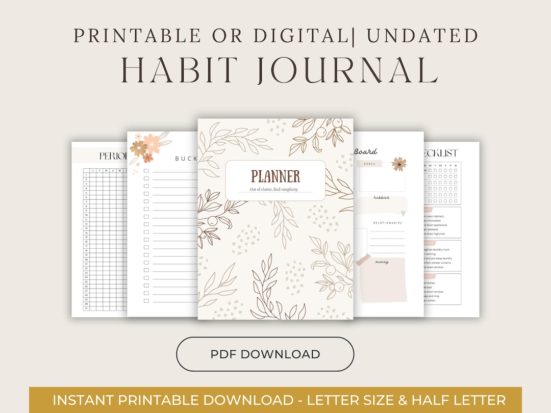 Printable and Digital Journal, Better Habit Journal, Neutral Challenge ...