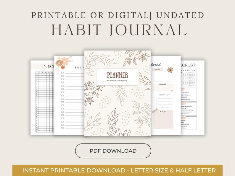 Printable and Digital Journal, Better Habit Journal, Neutral Challenge ...
