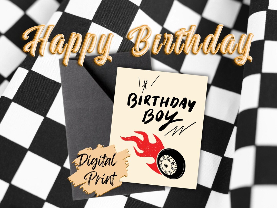 Racecar Birthday Card, Instant Download, Printable Download, Birthday ...