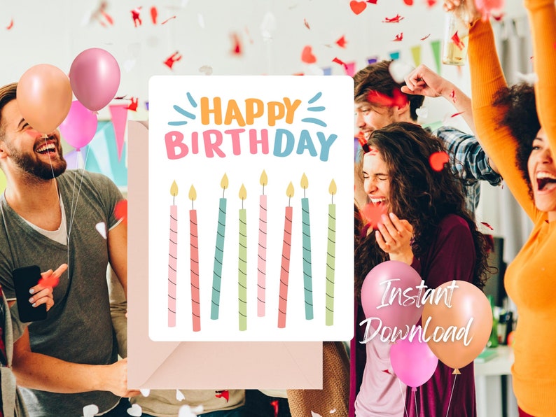 Happy Birthday Card, Printable Birthday Card, Digitial Birthday Card ...