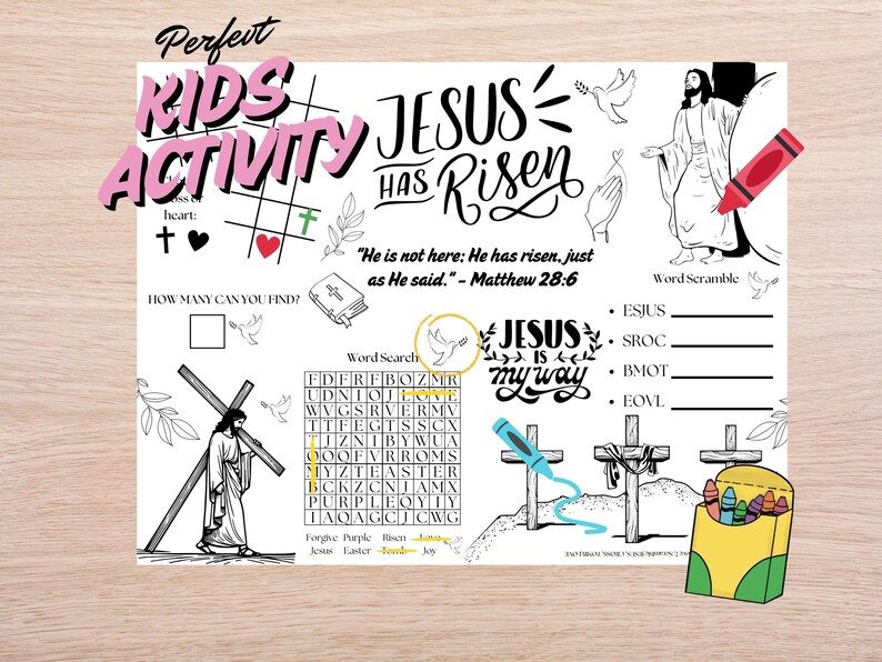 Printable Resurrection Sunday Activity Mat, Christian Easter Activity ...